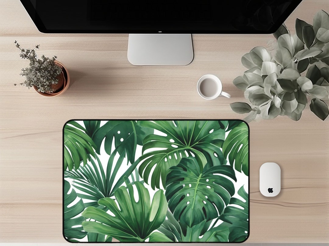 Tropical Nature Desk Mat Leafy Desk Pad Cute Desk Mat Cute Decor Desk ...