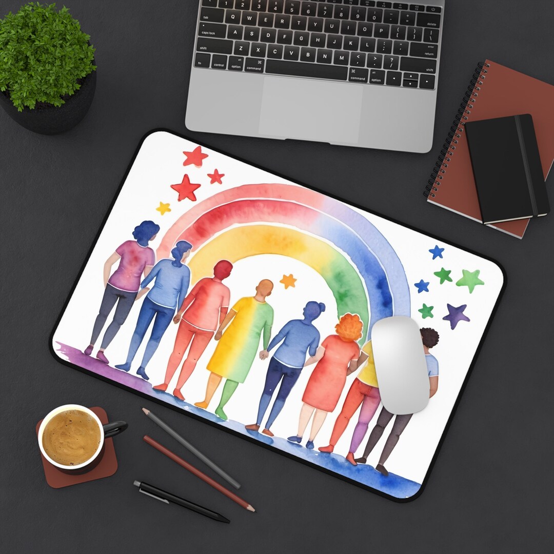 Jewish LGBTQ Desk Mat Desk Pad Keyboard Pad Mouse Mat Rainbow Pride and ...