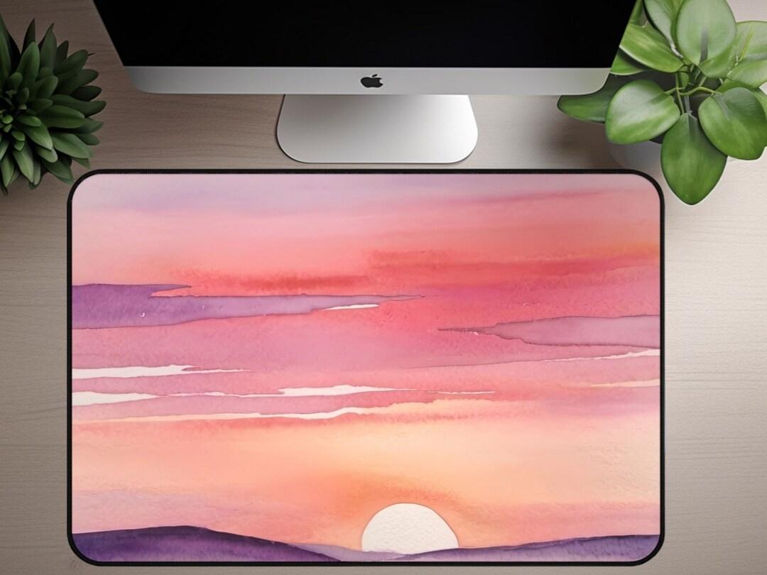 Pink Desk Mat Pink Sunset Desk Pad Cute Desk Mat Cute Decor Desk ...
