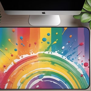 Rainbow Desk Mat Desk Pad Keyboard Pad Mouse Mat Energetic Color ...