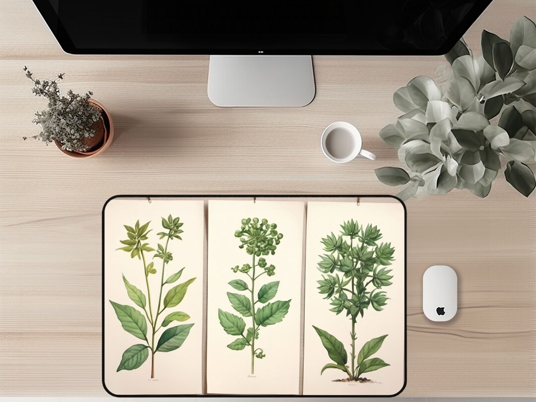 Green Desk Mat Green Leaves Desk Pad Cute Desk Mat Cute Decor Desk ...