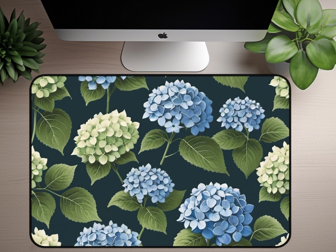 Blue Hydrangea Desk Mat Blue Desk Pad Cute Desk Mat Cute Decor Desk ...