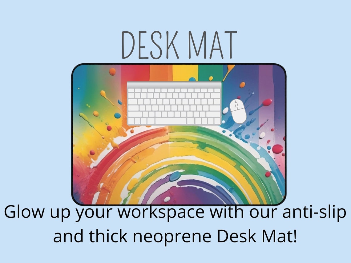 Rainbow Desk Mat Desk Pad Keyboard Pad Mouse Mat Energetic Color ...