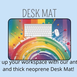 Rainbow Desk Mat Desk Pad Keyboard Pad Mouse Mat Energetic Color ...