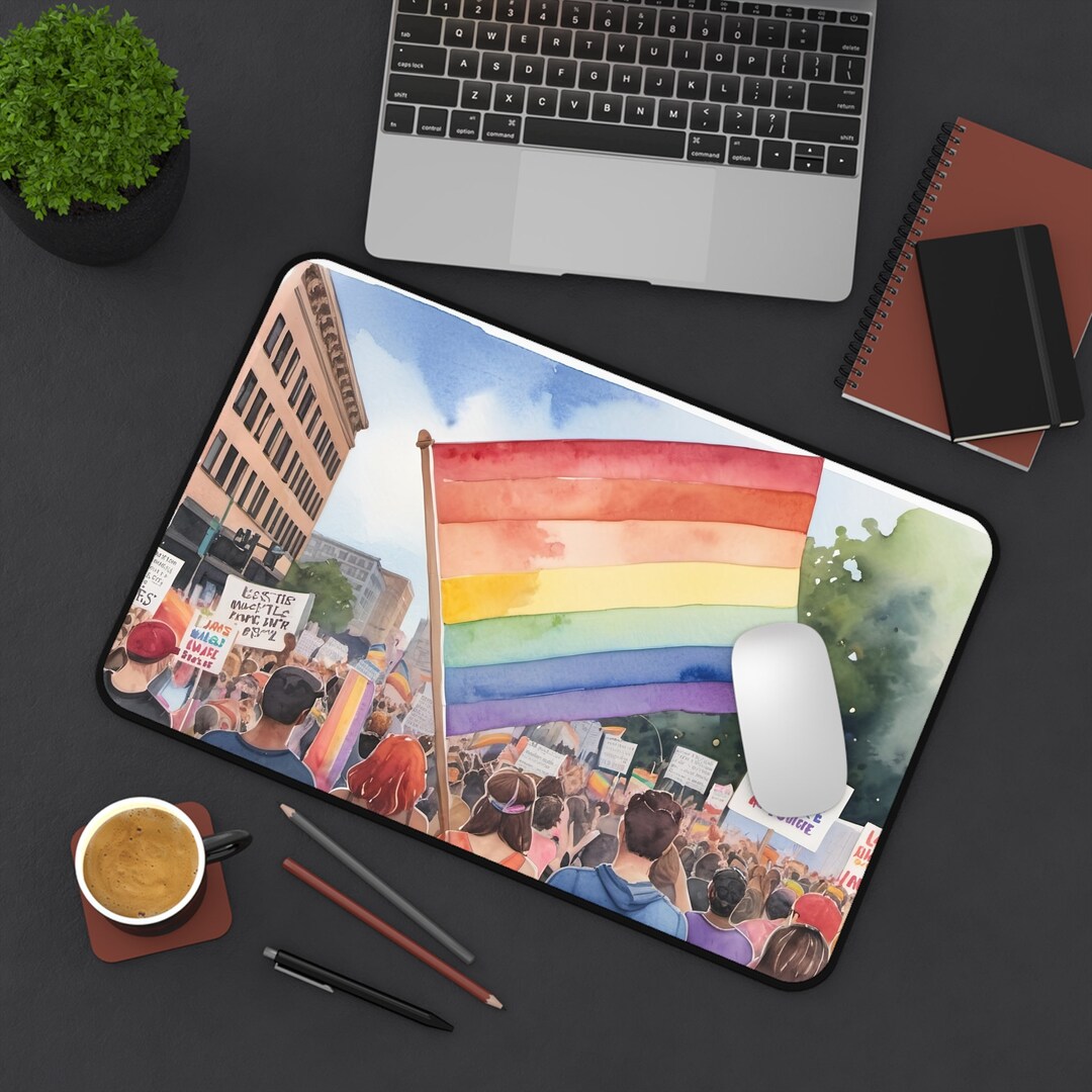 Watercolor Desk Mat Desk Pad Keyboard Pad Mouse Mat LGBTQ Activism ...