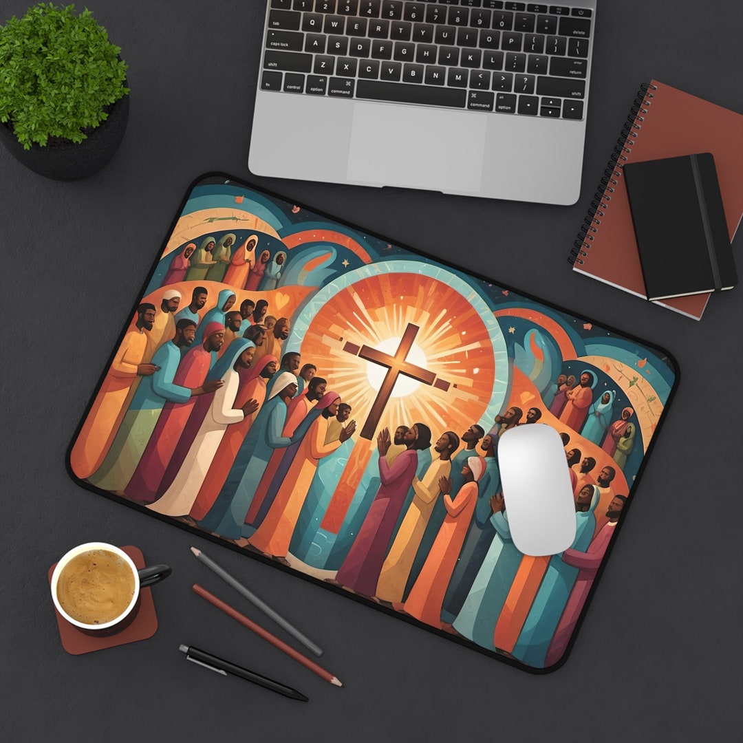 Unity in Christ Desk Mat Diverse People Standing Together in Love and ...