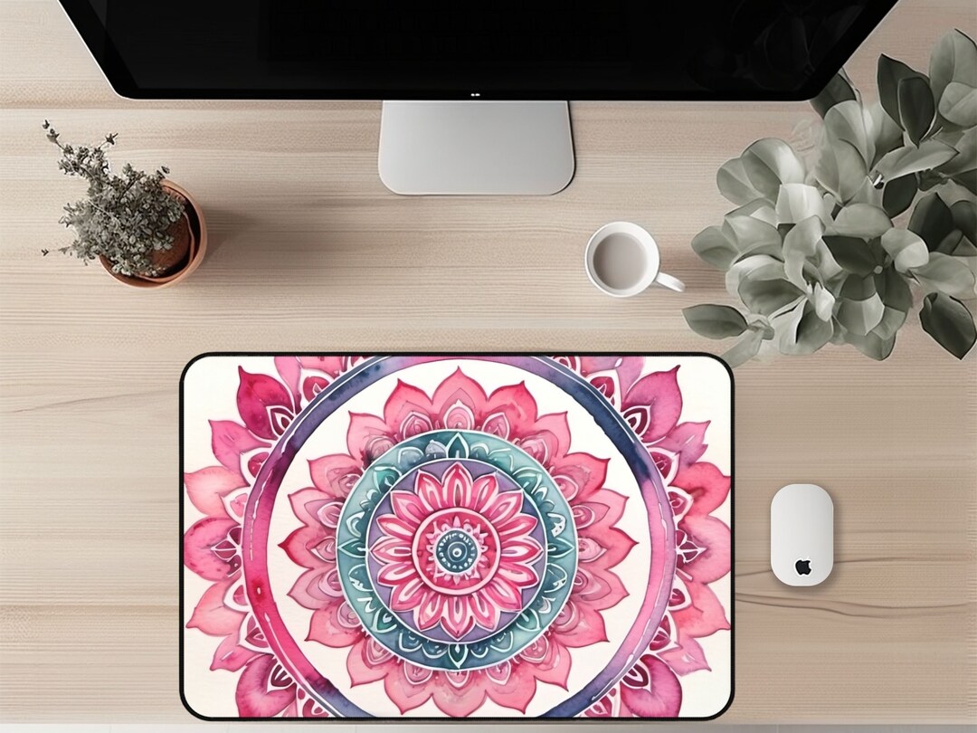 Pink Desk Mat Pink Mandala Desk Pad Cute Desk Mat Cute Decor Desk ...