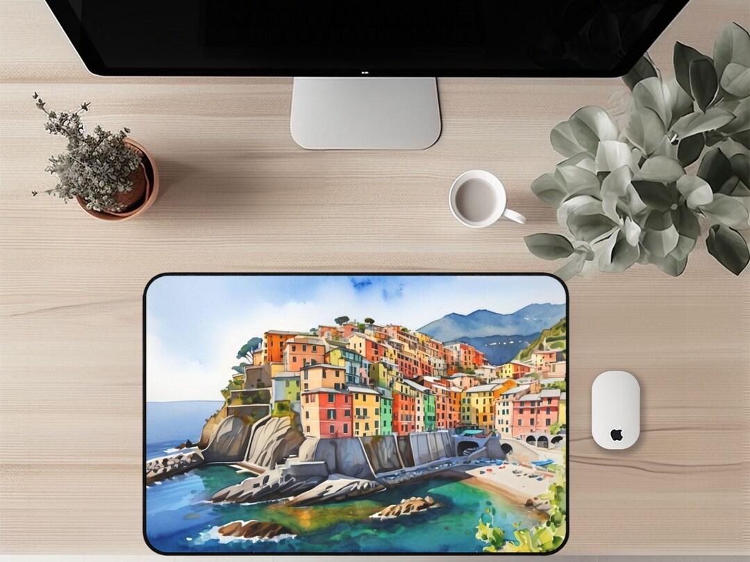 Watercolor Cinque Terre Desk Mat Desk Pad Keyboard Pad Mouse Mat ...