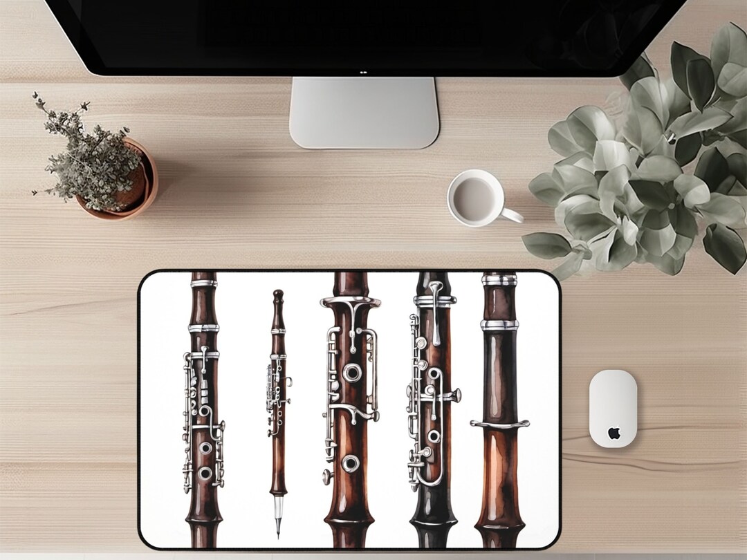 Watercolor Oboe Desk Mat Desk Pad Keyboard Pad Mouse Mat in Dark Brown ...
