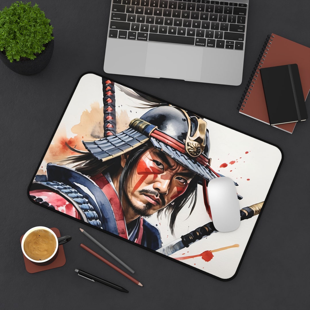 Watercolor Samurai Warrior Desk Mat Desk Pad Keyboard Pad Mouse Mat ...