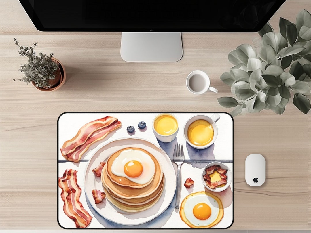 Watercolor Breakfast Desk Mat Desk Pad Keyboard Pad and Mouse Mat With ...