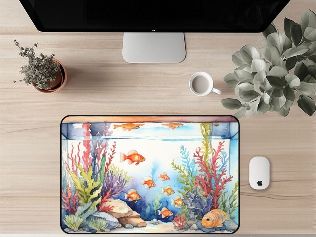 Watercolor Aquarium Desk Mat Desk Pad Keyboard Pad Mouse Mat Featuring ...