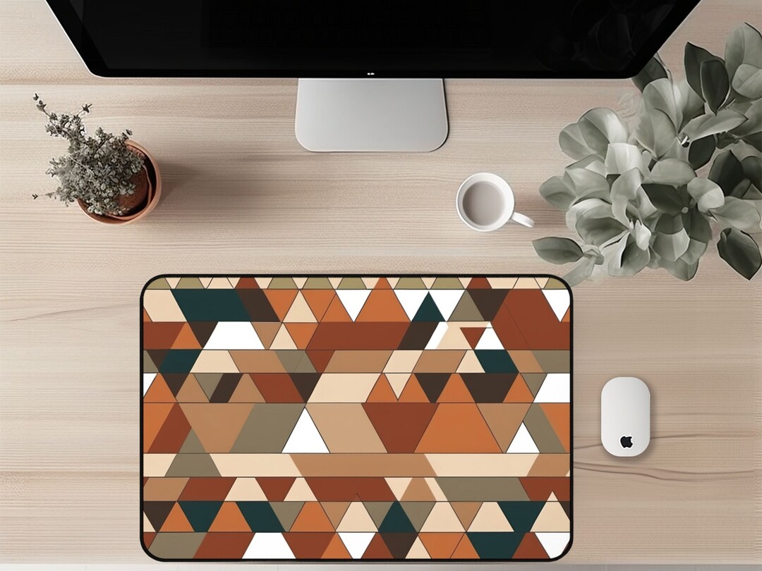 Earth-toned Overlapping Triangles Desk Mat Desk Pad Keyboard Pad Mouse ...