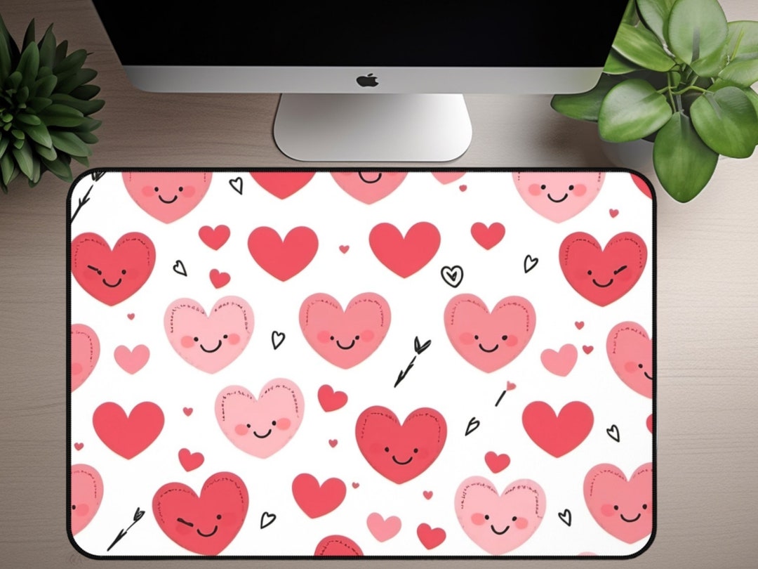 Kawaii Desk Mat Hearts Kawaii Desk Pad Cute Desk Mat Cute Decor Desk ...