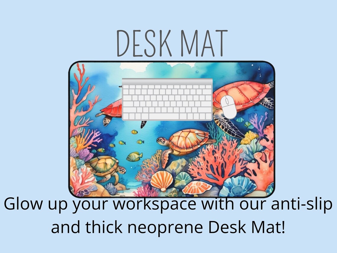 Coral Reef Desk Mat Desk Pad Keyboard Pad Mouse Mat Watercolor Design ...