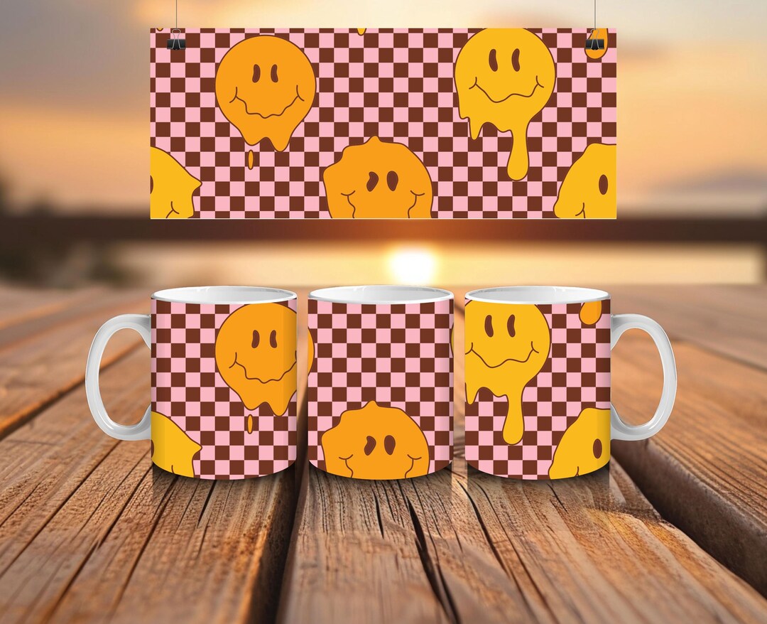 Custom Cute Mug Custom Smiling Face Patterned Mug Vibrant Colors 15oz ...