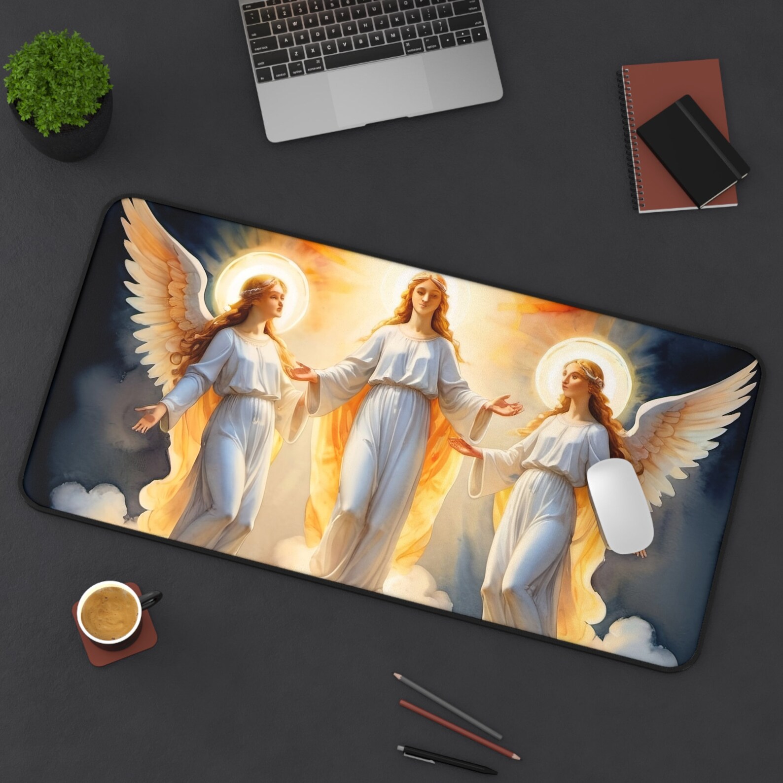 Watercolor Halo Desk Mat Desk Pad Keyboard Pad Mouse Mat Angelic ...