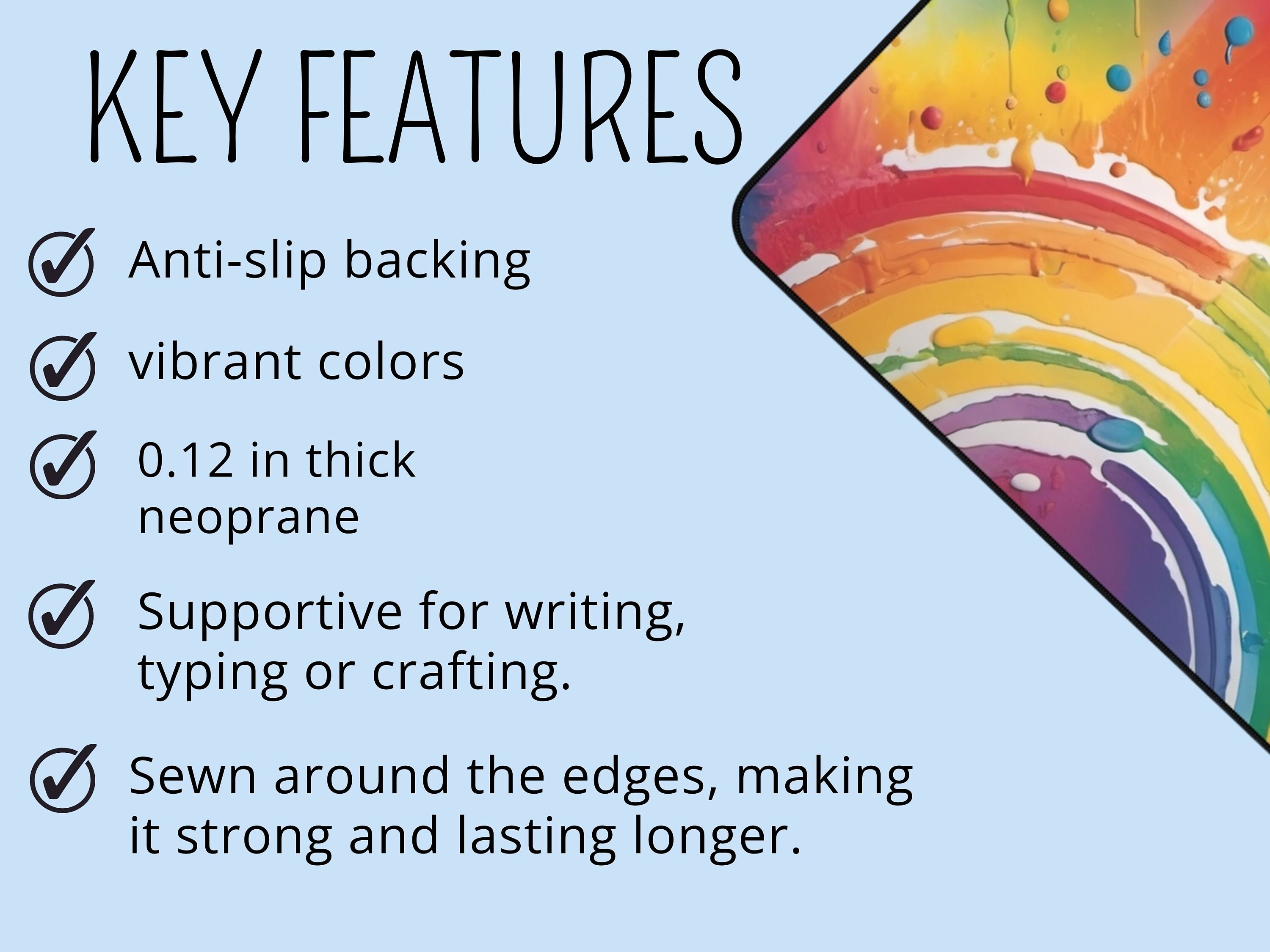 Rainbow Desk Mat Desk Pad Keyboard Pad Mouse Mat Energetic Color ...