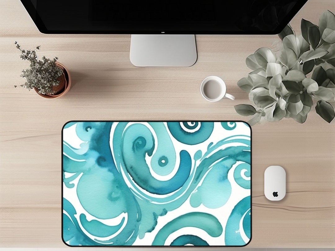 Blue Desk Mat Ocean Blue Desk Pad Cute Desk Mat Cute Decor Desk ...