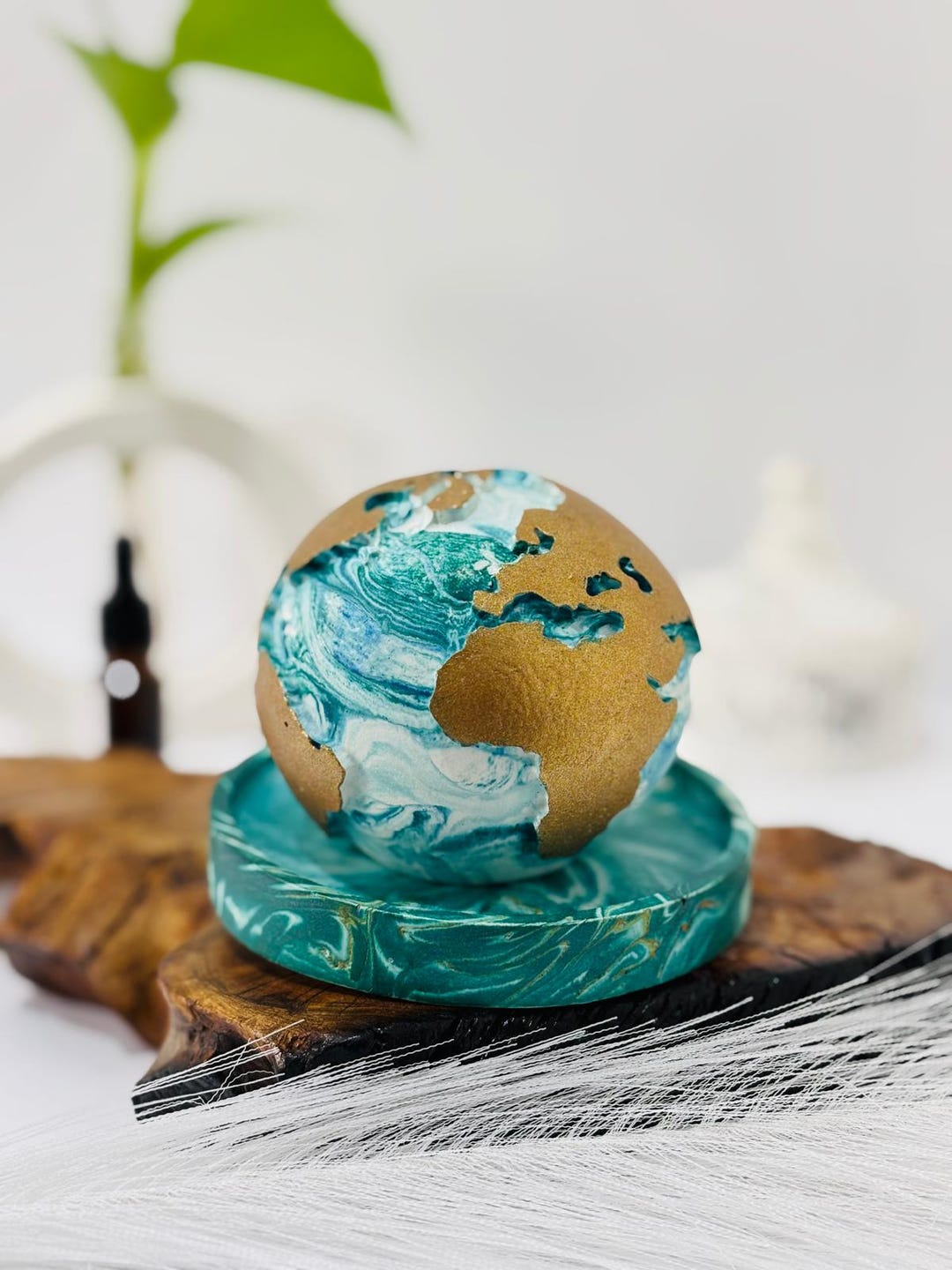 Earth Globe Aroma Stone – Handmade Premium Gypsum Sculpture, Essential ...