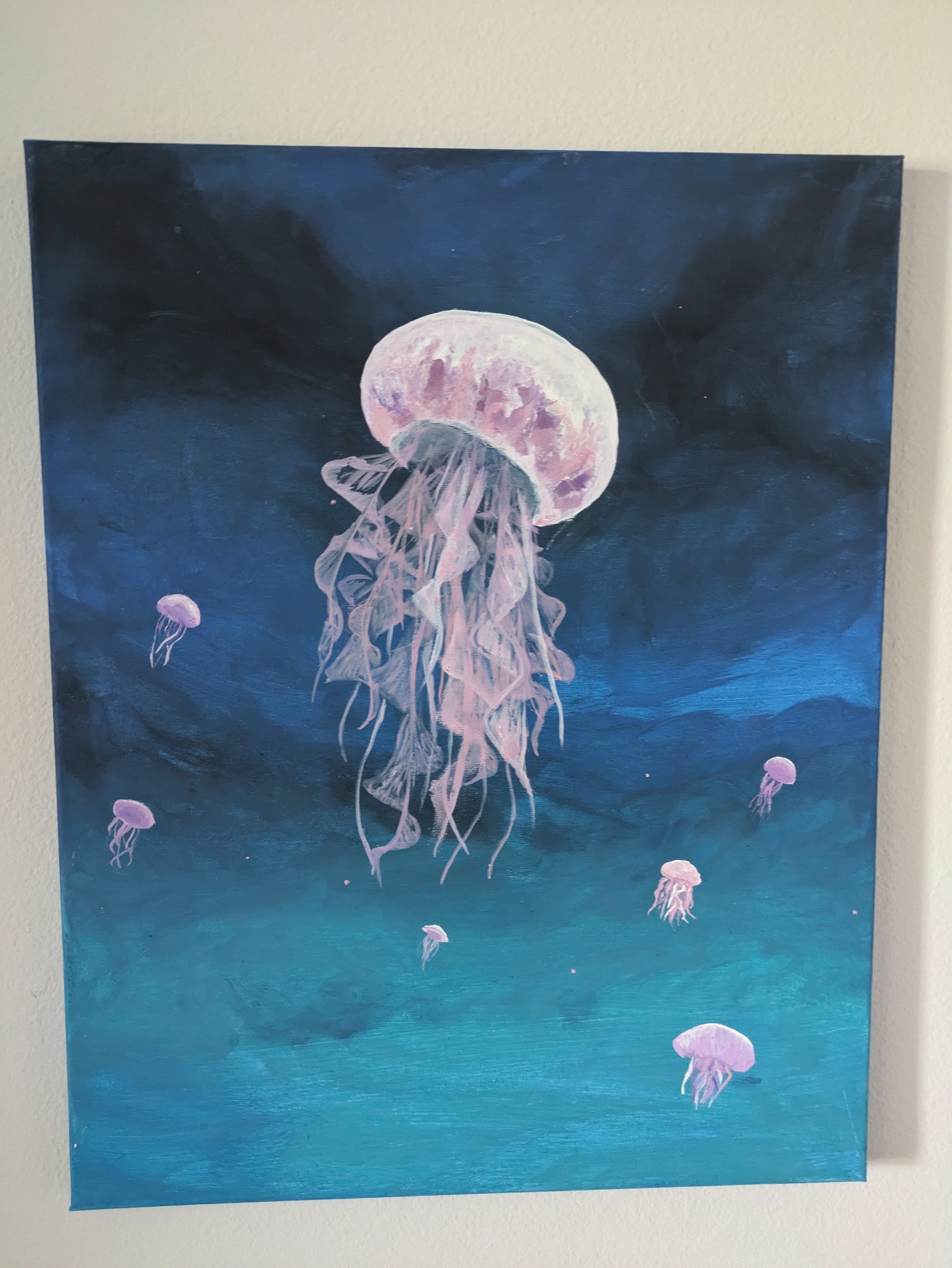 Acrylic Painting of "the Jellyfish". 100% Handmade. Acrylic. Wall Decor ...