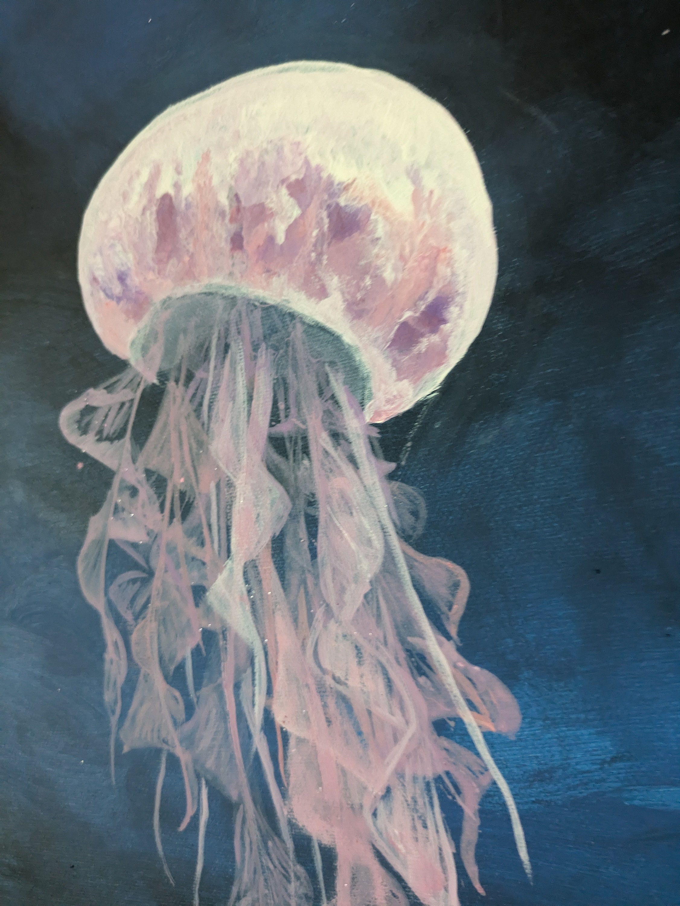 Acrylic Painting of "the Jellyfish". 100% Handmade. Acrylic. Wall Decor ...