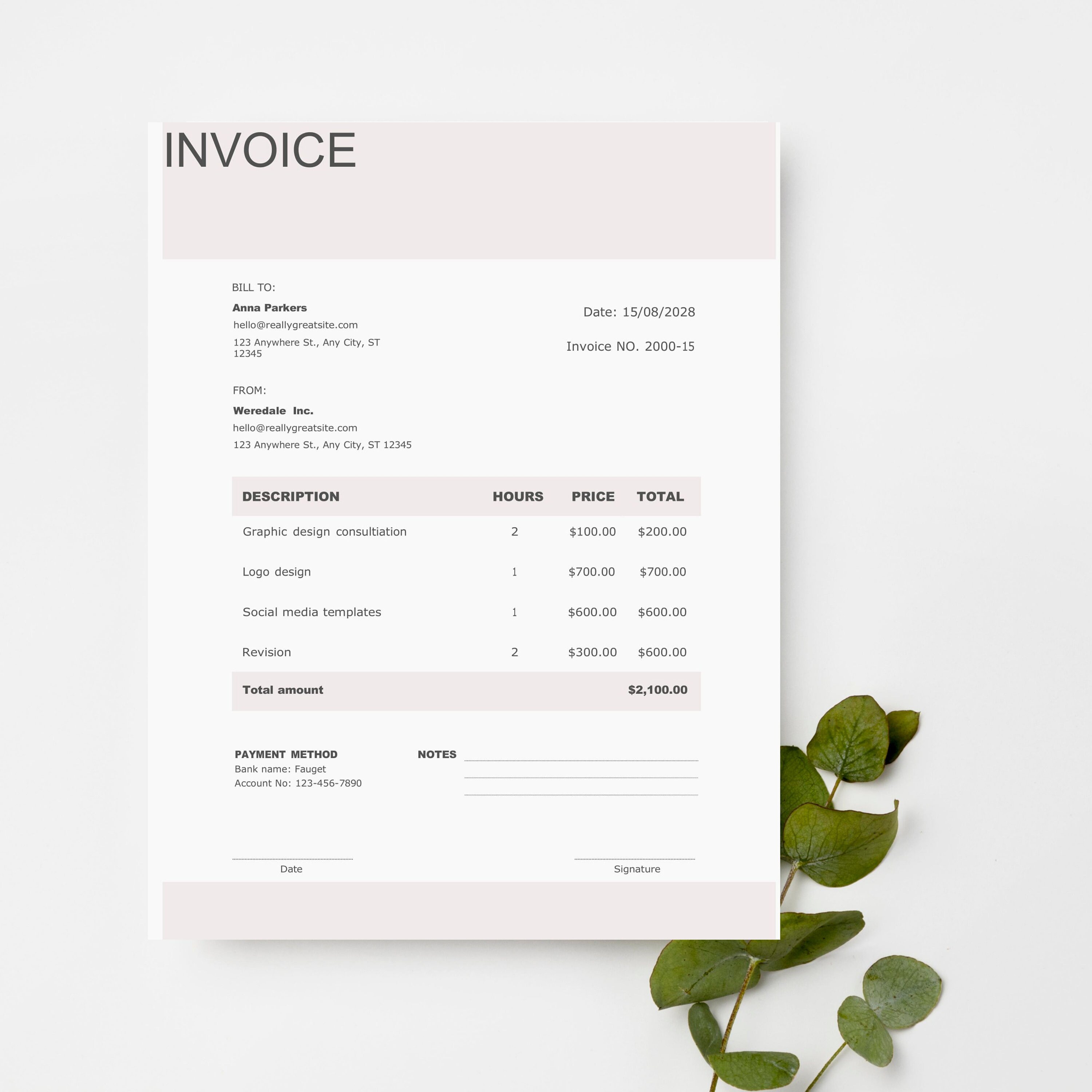 Editable Invoice Template Minimalistic - Etsy