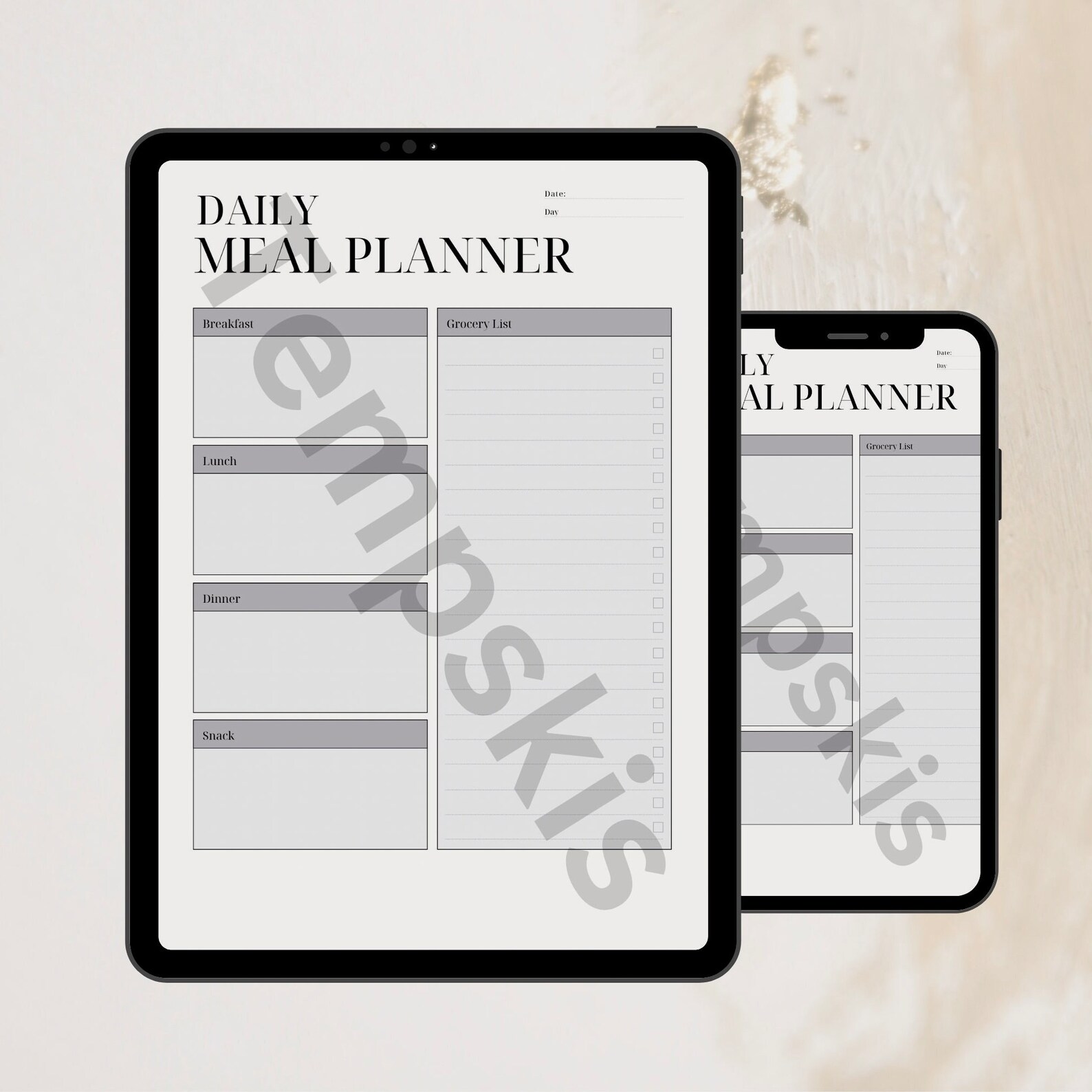 Daily Meal Planner , PDF Download, Printable, Fillable, Template for ...