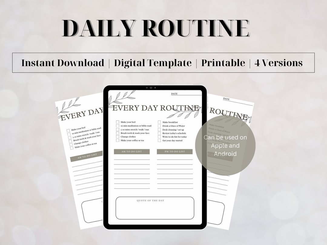Daily Routine, Printable PDF, Fillable PDF, A4, A5, Goodnotes, Ipad ...