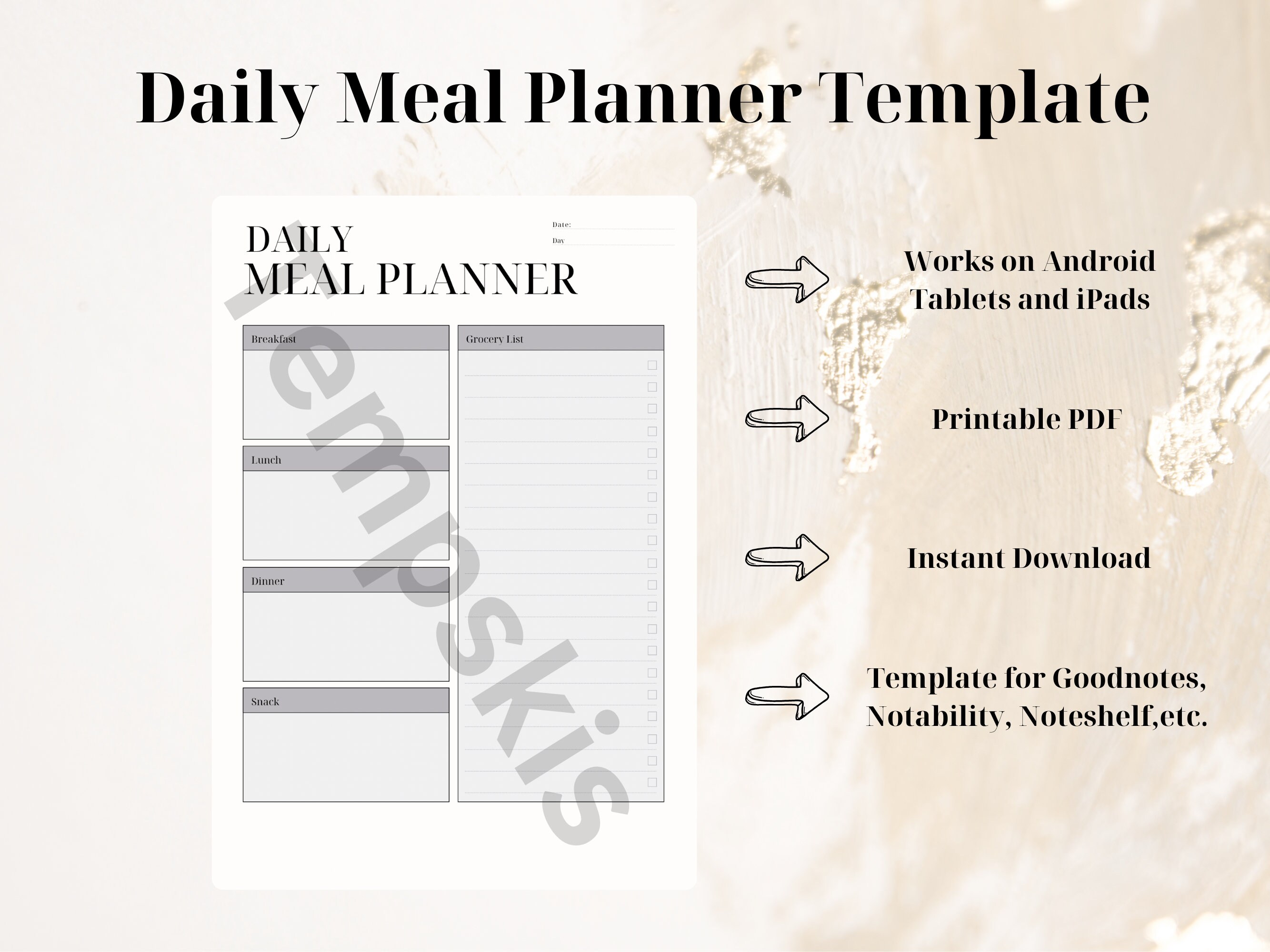 Daily Meal Planner , PDF Download, Printable, Fillable, Template for ...
