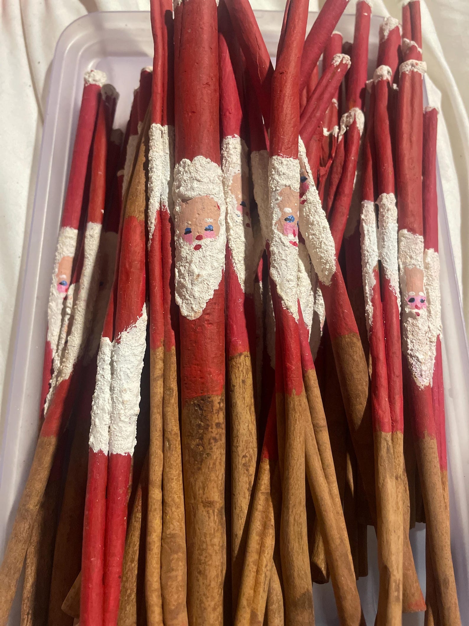 Hand Painted Santa on Cinnamon Sticks Set of 5 Free Shipping in ...