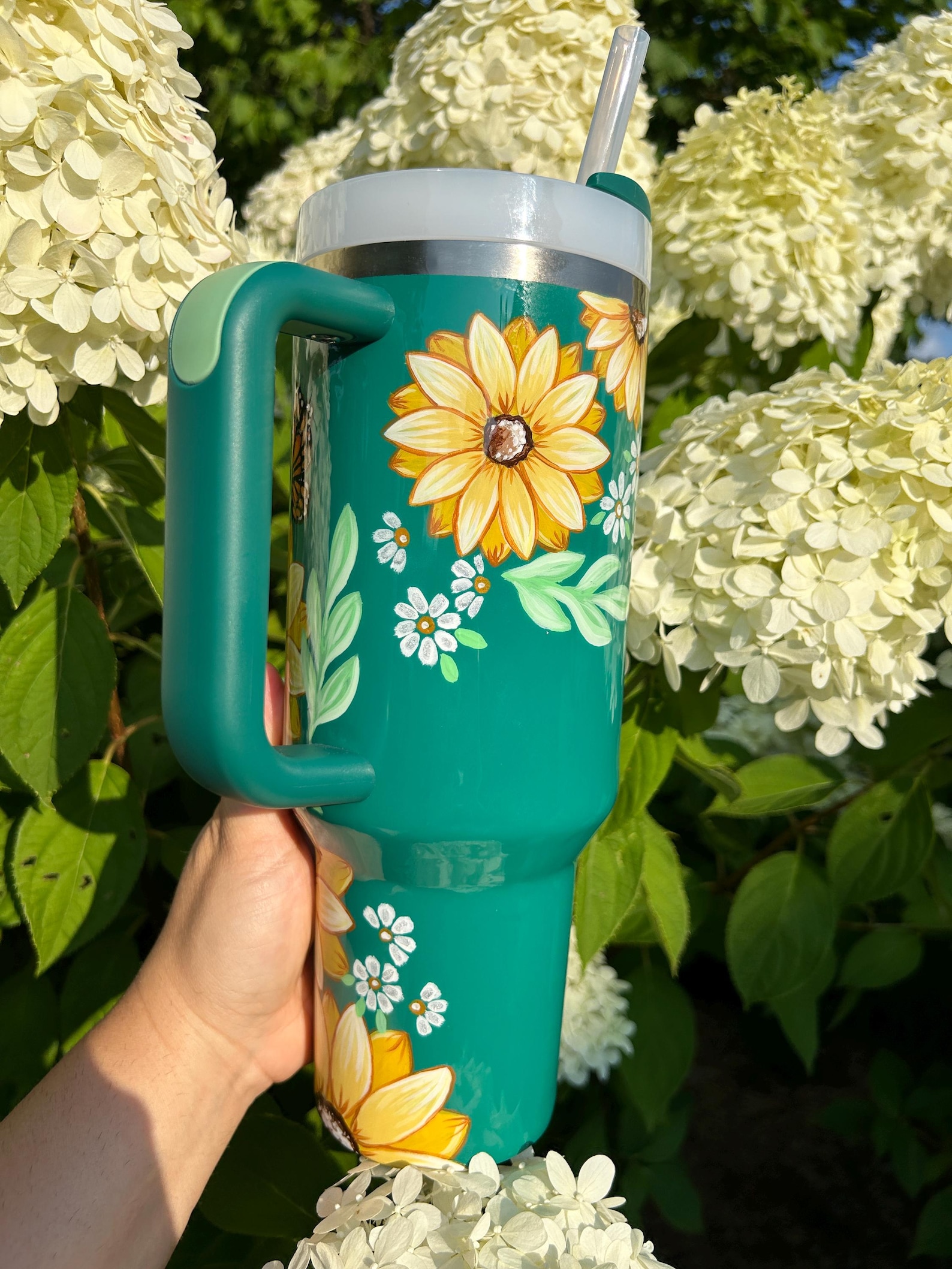 Stanley Hand Painted Tumbler 40oz - Monarch and Sunflowers - Etsy