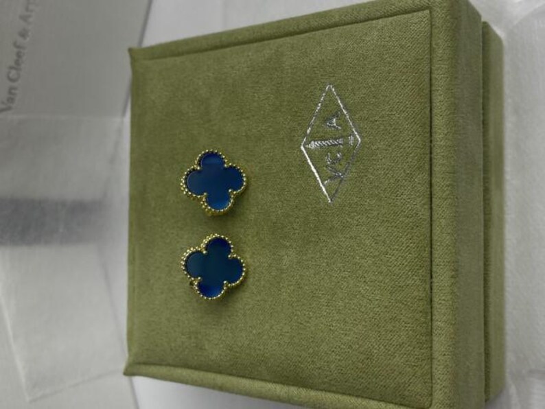 Van Cleef & Arpels Vintage Alhambra Blue Onyx Earrings - Etsy