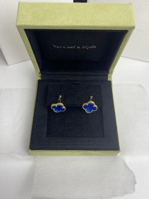 Van Cleef & Arpels Vintage Alhambra Blue Onyx Earrings - Etsy