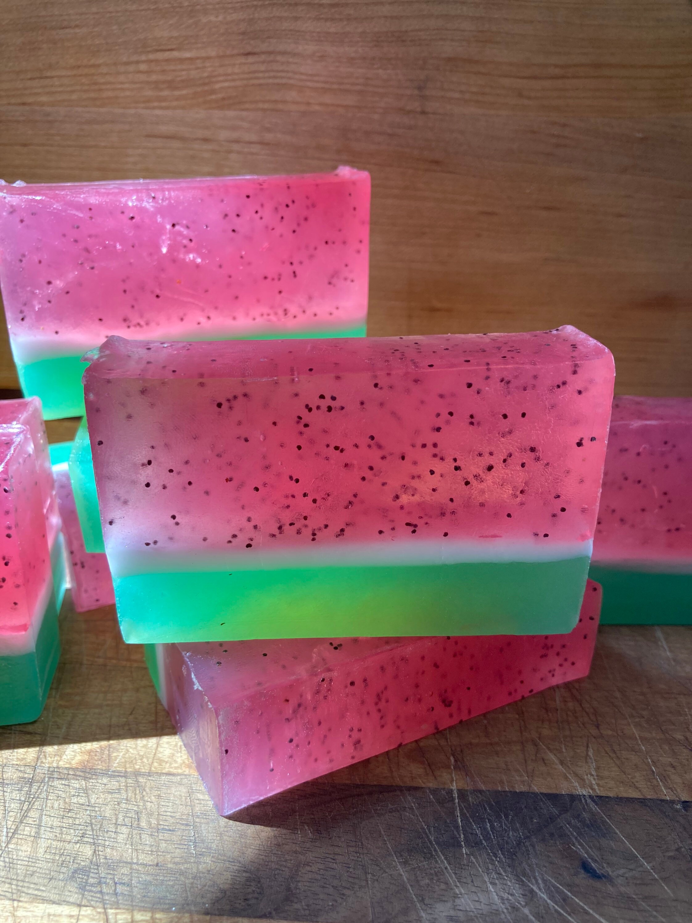 Watermelon scented watermelon soap with poppy seeds | Etsy