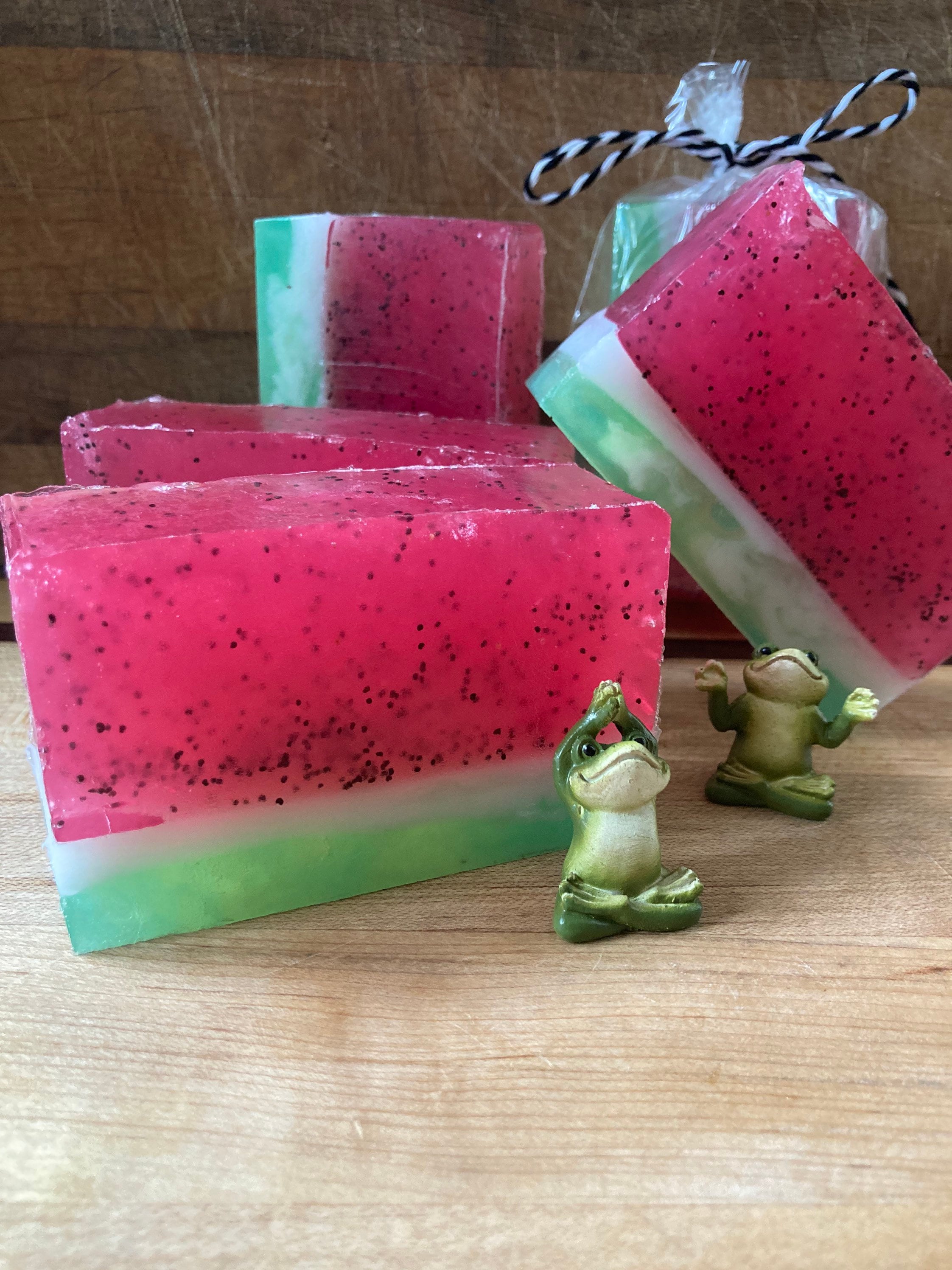 Watermelon Scented Watermelon Soap With Poppy Seeds | Etsy