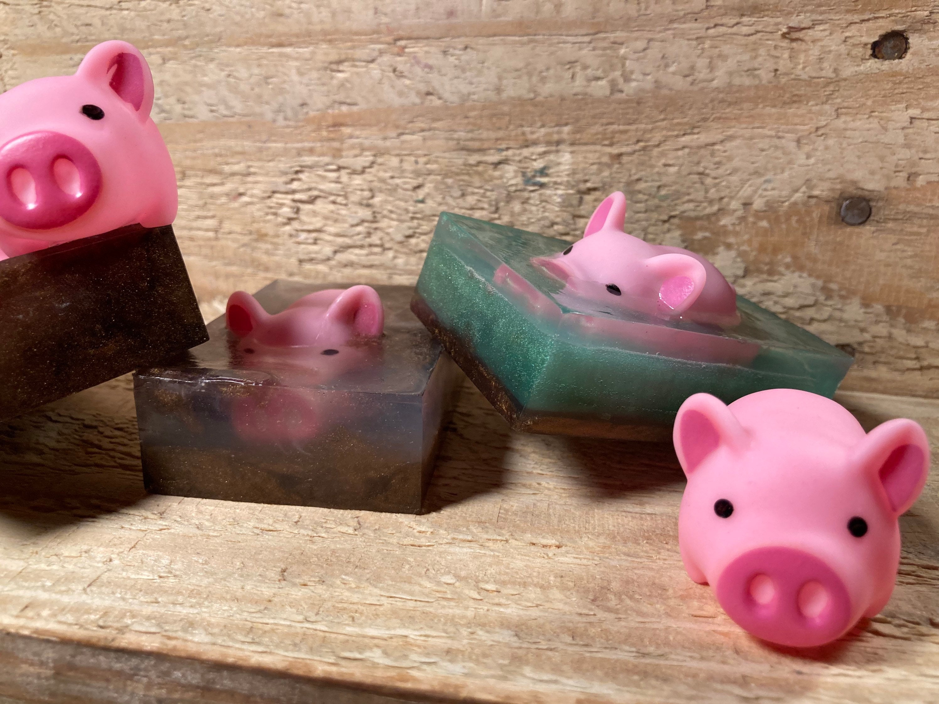 Piggy in mud chocolate orange soap with toy squeaky pig | Etsy