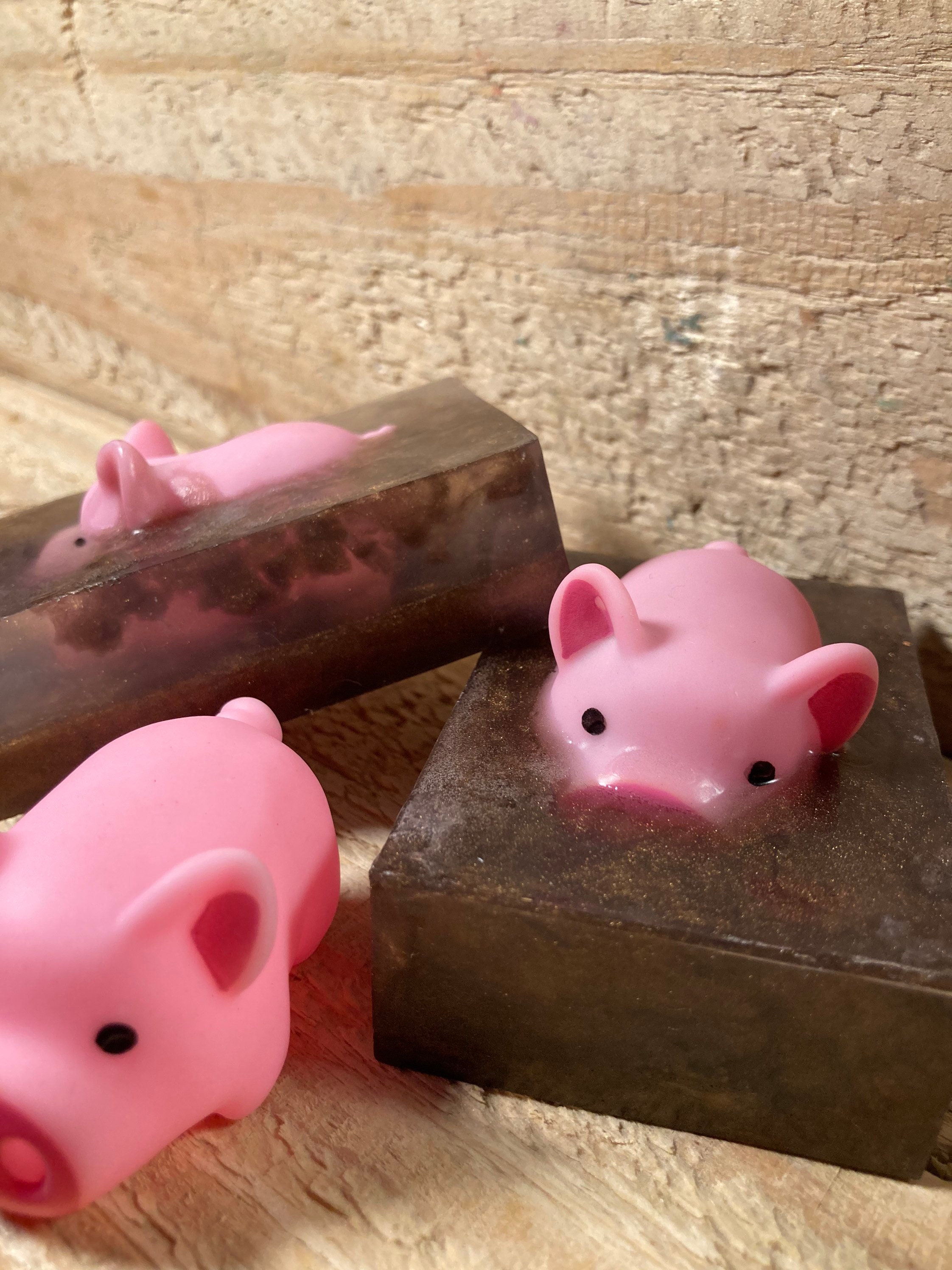 Piggy in mud chocolate orange soap with toy squeaky pig | Etsy