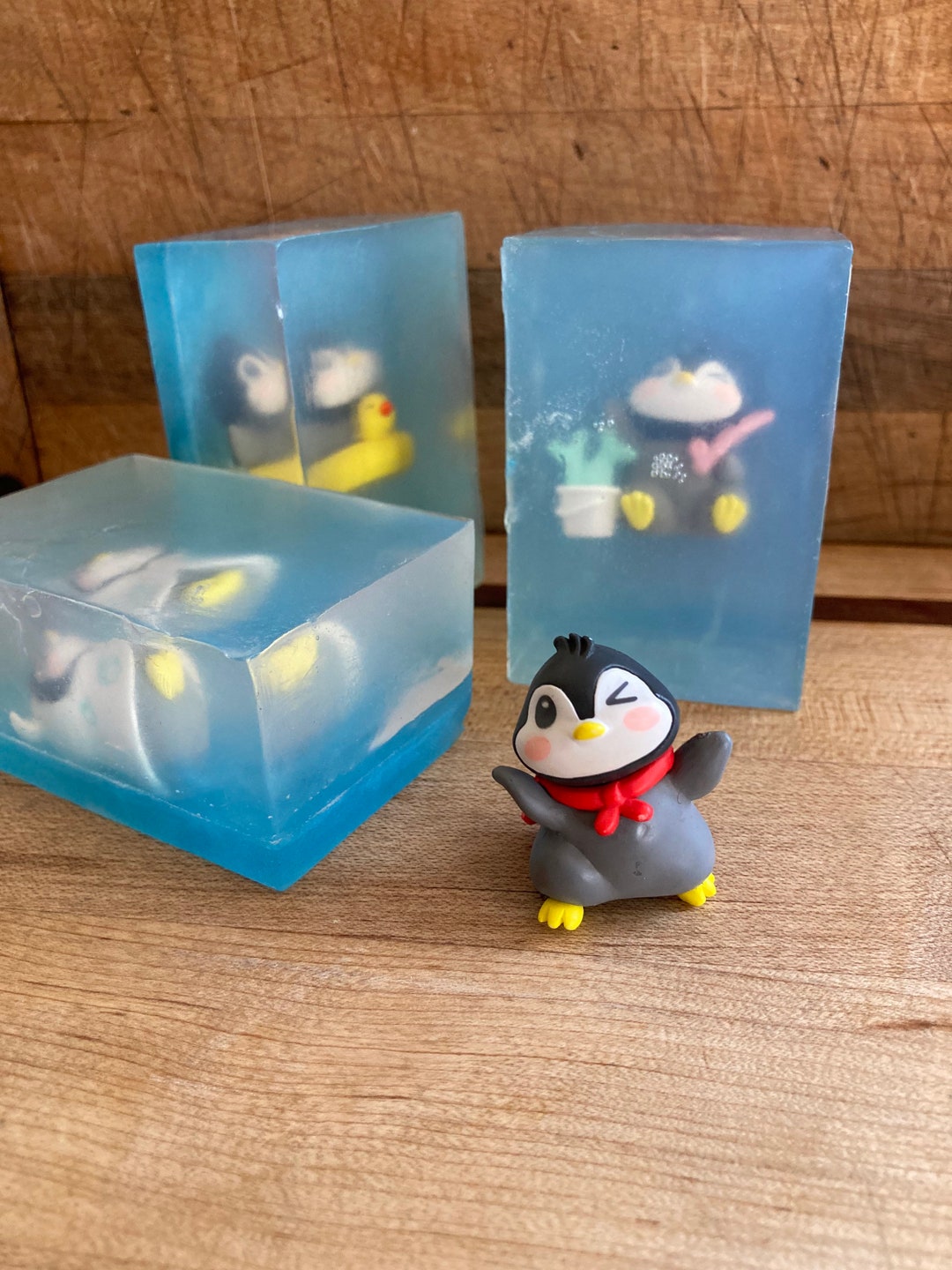 Cute Penguin Toy Embedded Soap Bar, Penguin in Ice Theme Kiwi ...