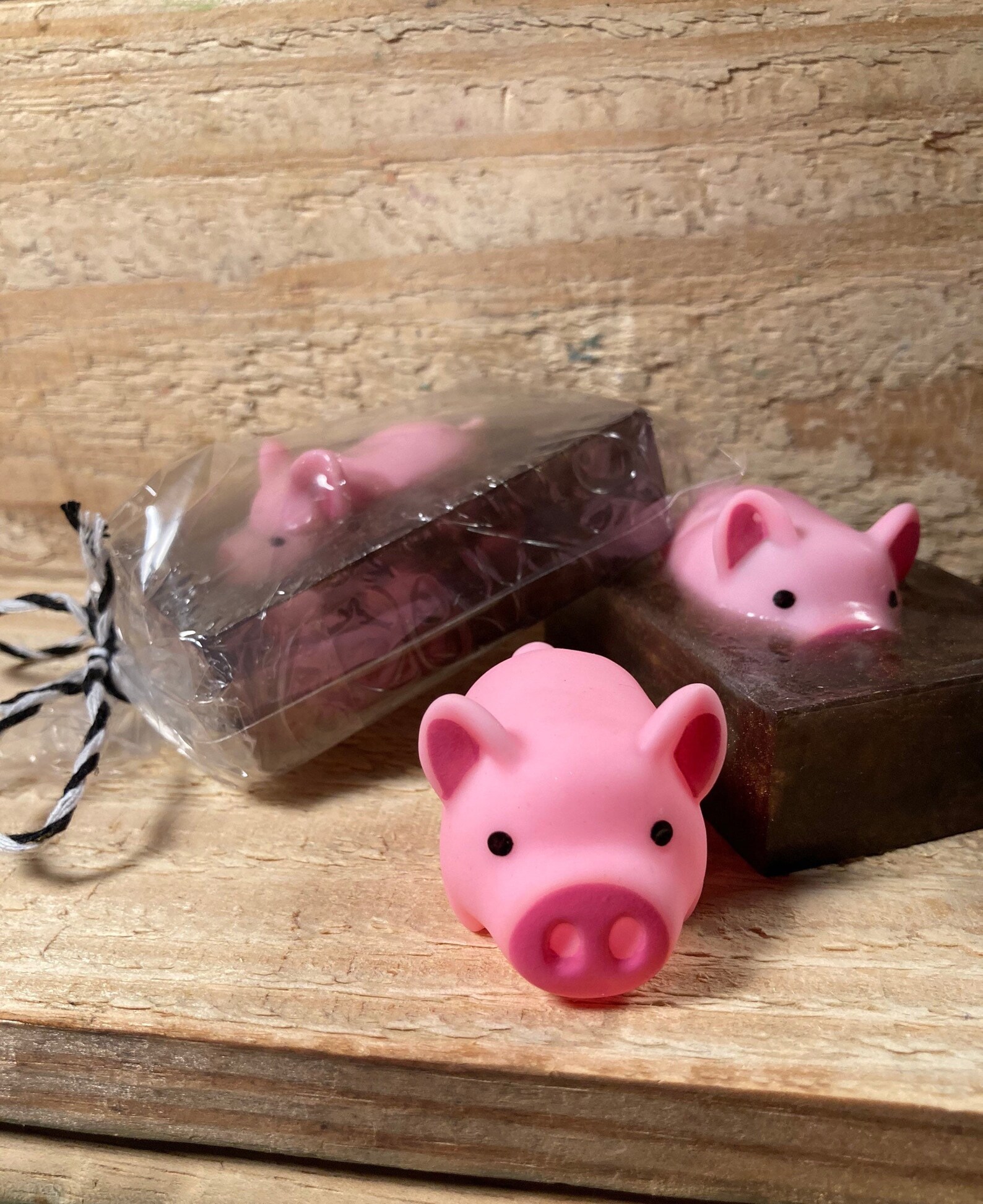 Piggy in mud chocolate orange soap with toy squeaky pig | Etsy