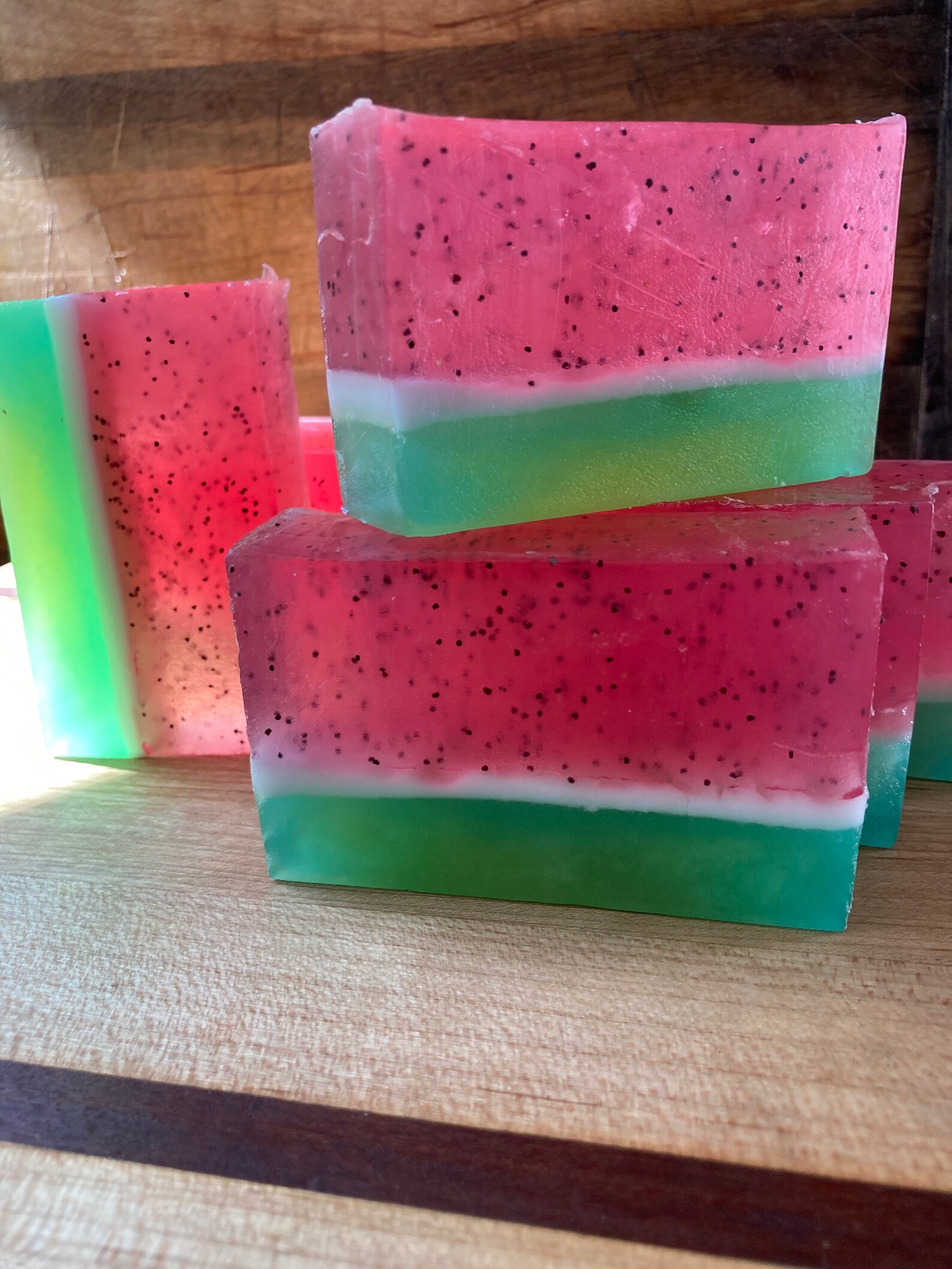 Watermelon scented watermelon soap with poppy seeds | Etsy