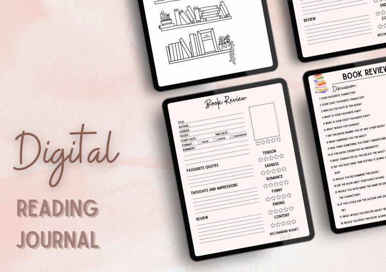 Digital Reading Journal, Minimalist Reads Journal Planner, Book Review ...