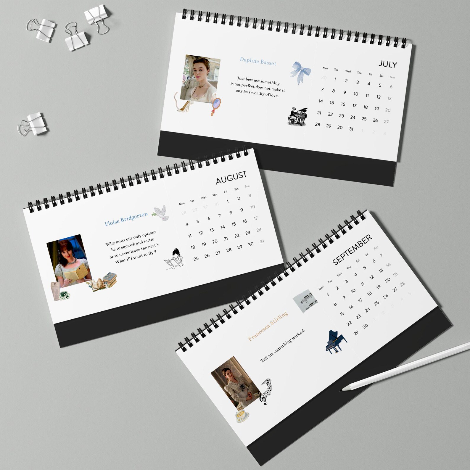 Simplex Desk Calendar,bridgerton Calendar,bridgerton Calendar 2025 ...