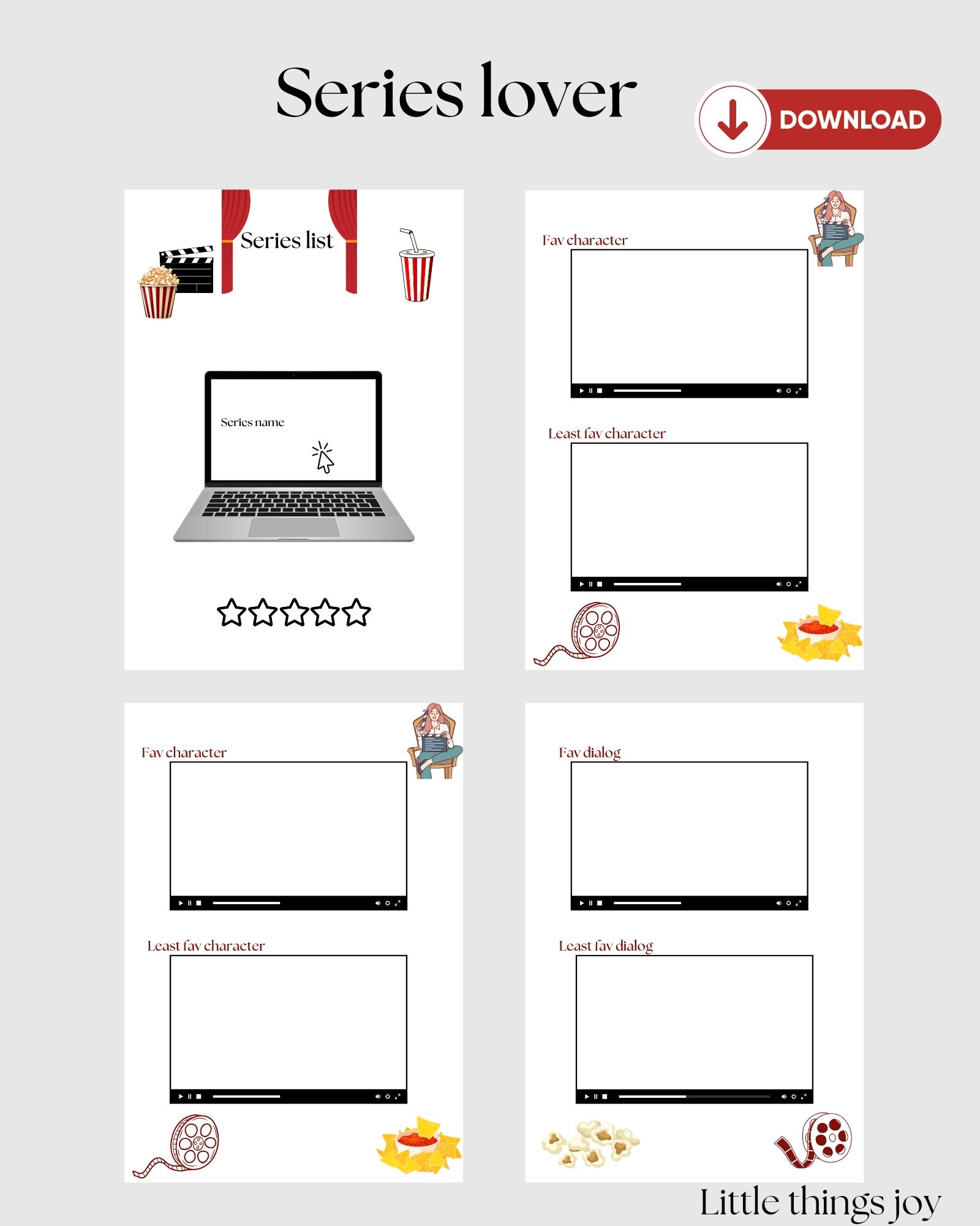 TV Series Log Printable, Series to Watch, Digital Movies & Series ...