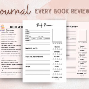 Digital Reading Journal, Minimalist Reads Journal Planner, Book Review ...
