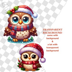 Christmas Owl Svg Png Clipart Bundle | Holiday Winter Xmas Clip Art ...