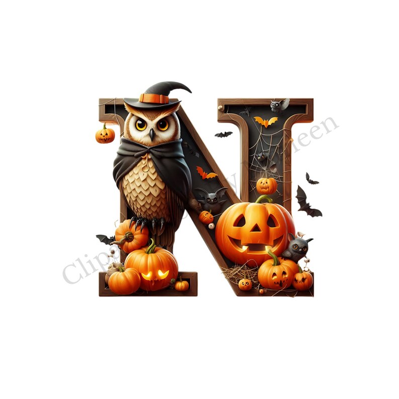 Halloween Alphabet Letters | Owl & Pumpkin Clipart (digital Download ...