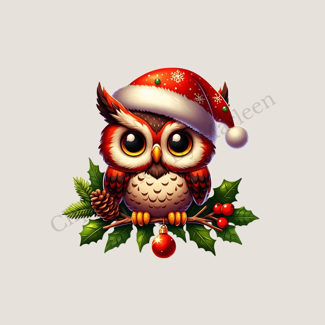Christmas Owl Clipart Bundle | Holiday Illustrations (digital Download ...