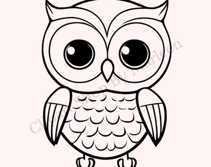 Cue Owl SVG Outline - Cut Files for Cricut & Silhouette. Woodland Bird ...