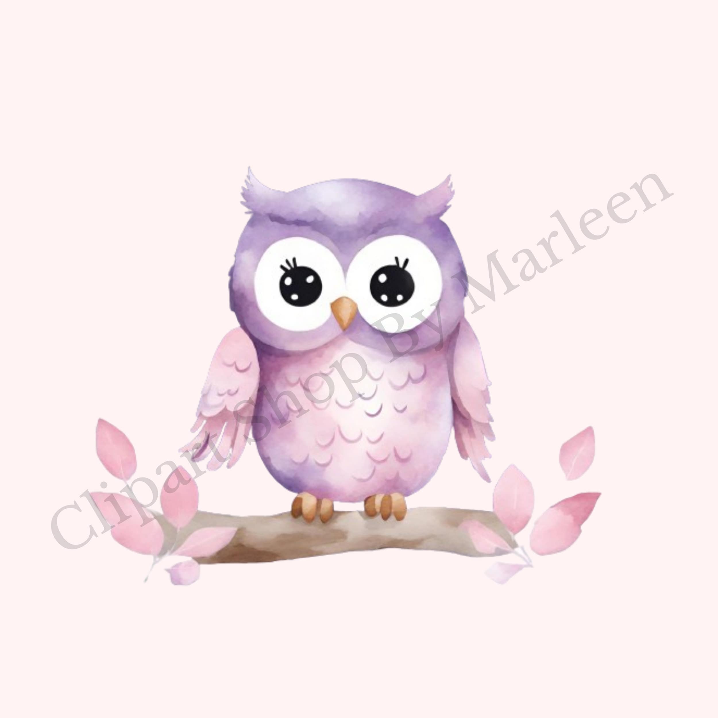 Pink Purple Cute Owl PNG Baby Animal Clip Art Png Watercolor Owls ...